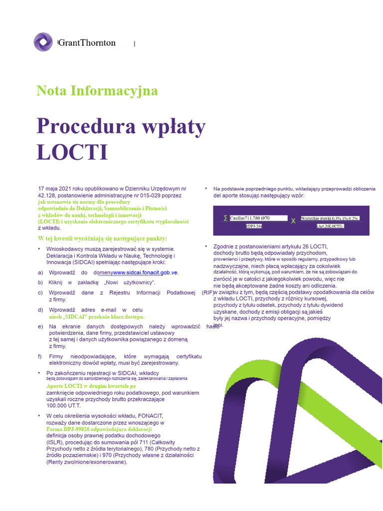 Procedura Dotycząca Wkładu LOCTI | PDF