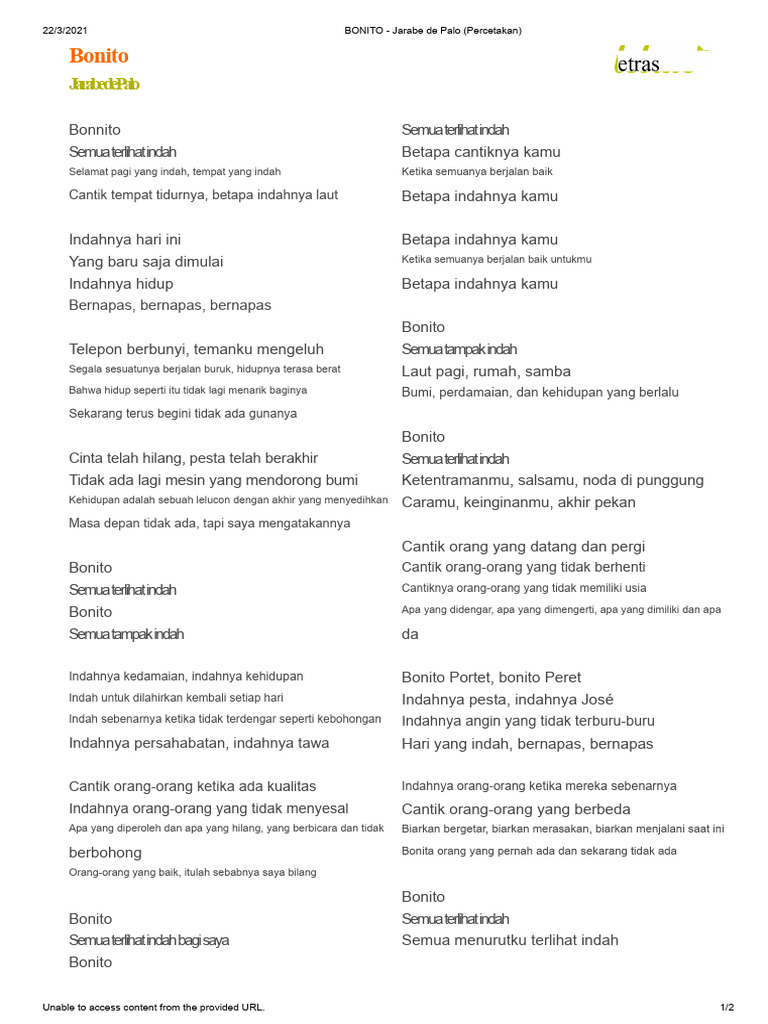 BONITO - Jarabe de Palo (Pencetakan) | PDF