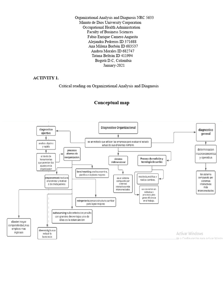 ACTIVITY 1 Organizational Diagnosis Conceptual Map | PDF | Medical ...