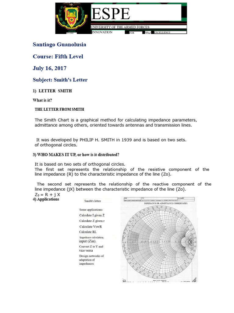 Letter From Smith | PDF | Electrical Impedance | Transmission Line