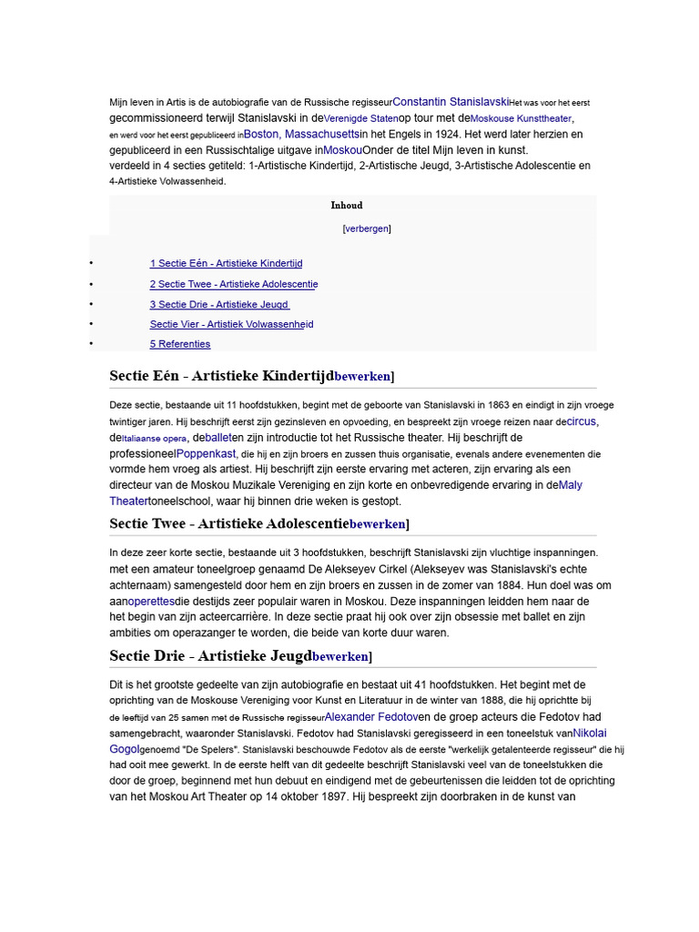 Mijn Leven in de Kunst Stanislavski | PDF