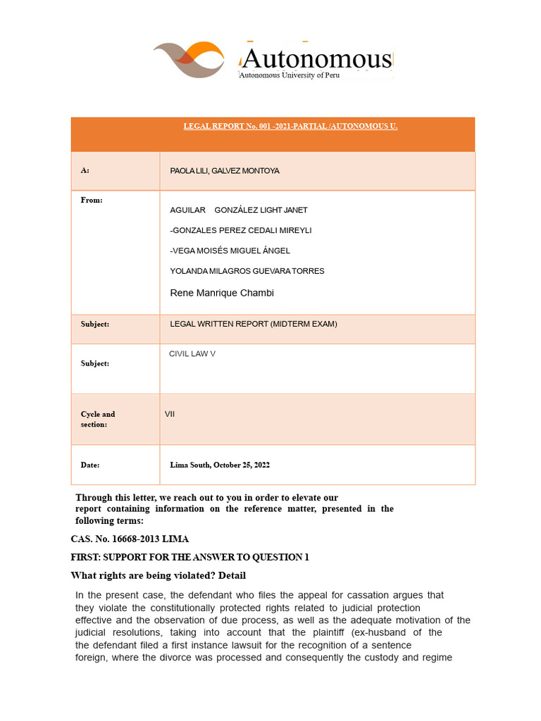 Legal Report N°001 - 2021-Partial - U | PDF | Divorce | Jurisdiction