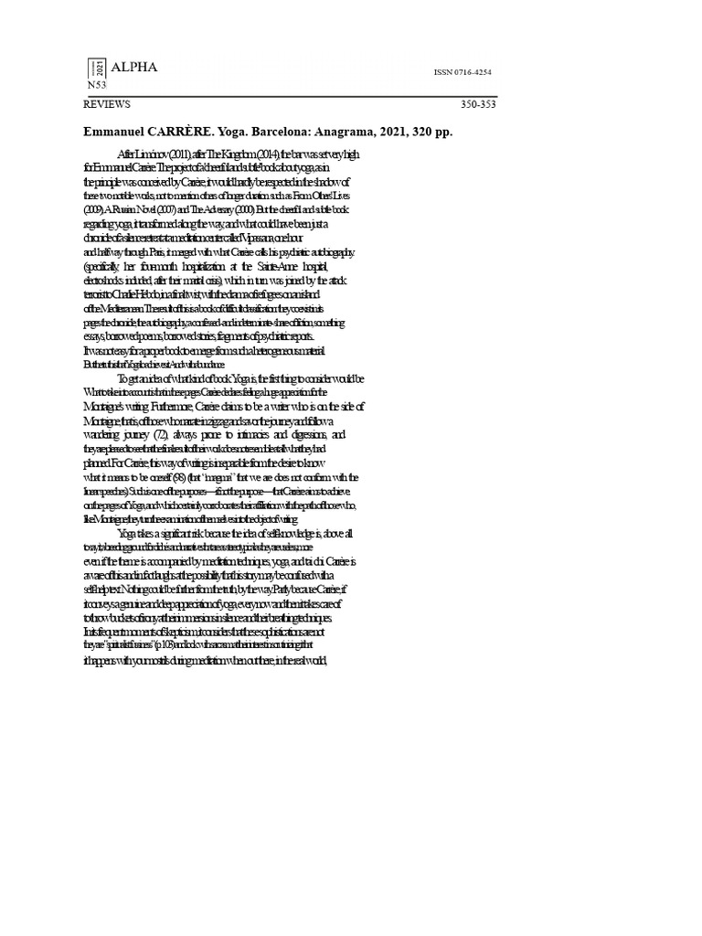 Emmanuel Carrère Yoga Barcelona Anagrama | PDF
