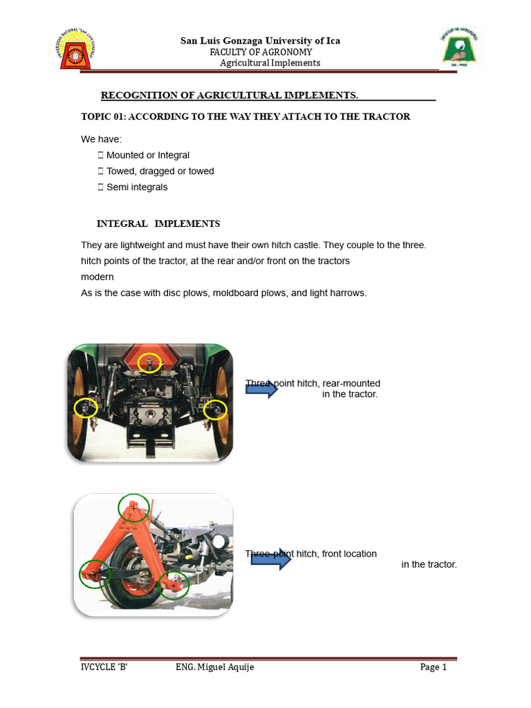 Types of Tractor Implements Explained | PDF | Tractor | Plough