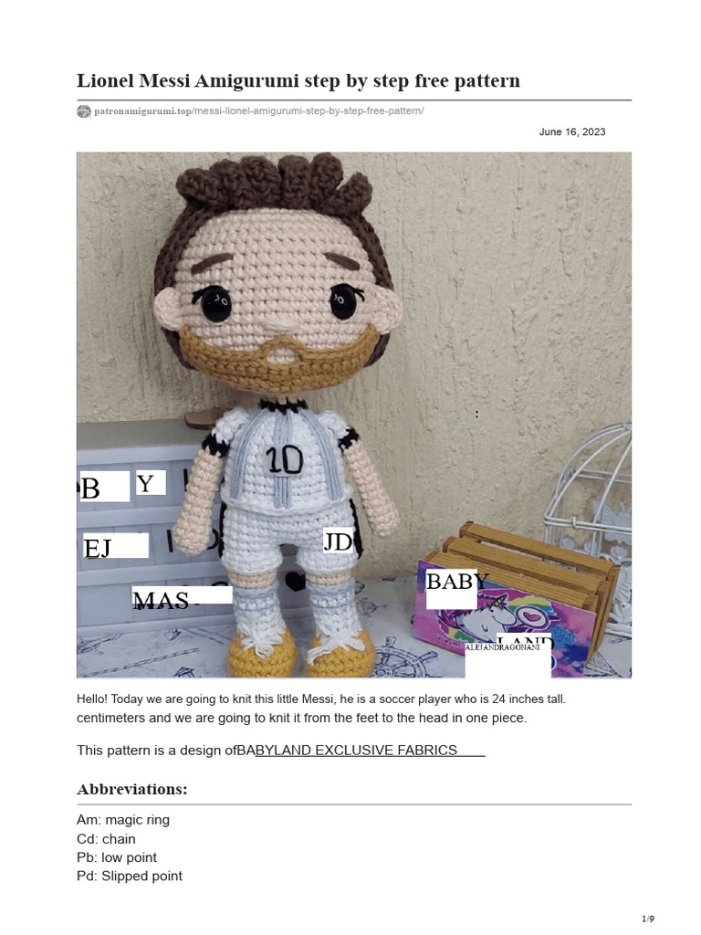 Messi Amigurumi Crochet Pattern | PDF | Crochet | Yarn