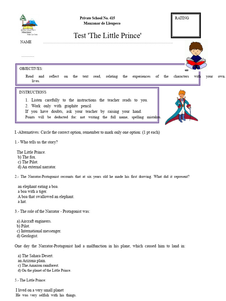 Evaluation 5 and 6 Basic The Little Prince | PDF | The Little Prince