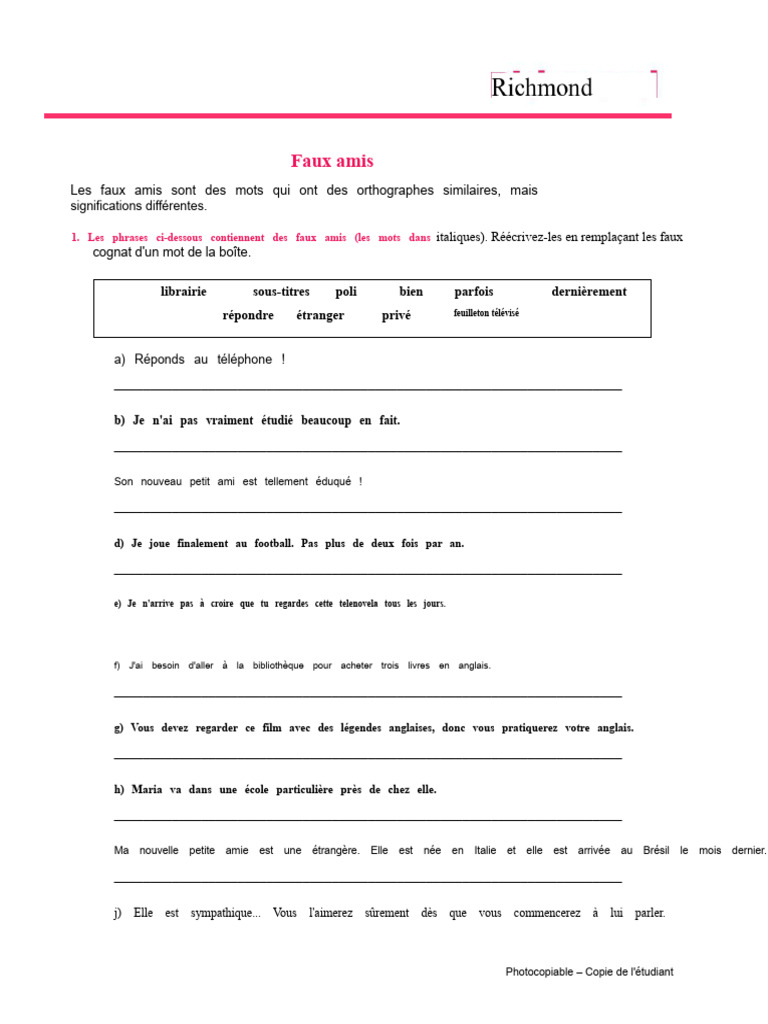 Comprendre les faux amis en français | PDF | Langue anglaise | Linguistique