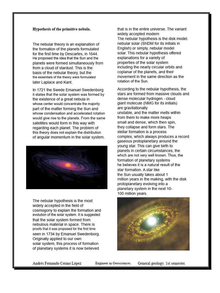 Hypothesis of The Primitive Nebula | PDF | Solar System | Formation And ...