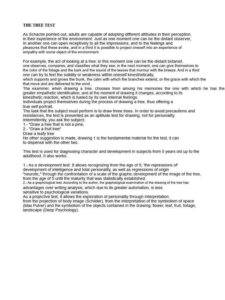 Tree Drawing Test for Personality Analysis | PDF | Trees | Empathy
