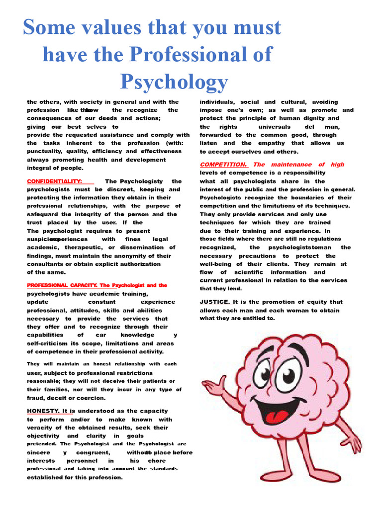 Values of The Psychologist | PDF | Psychologist | Psychology
