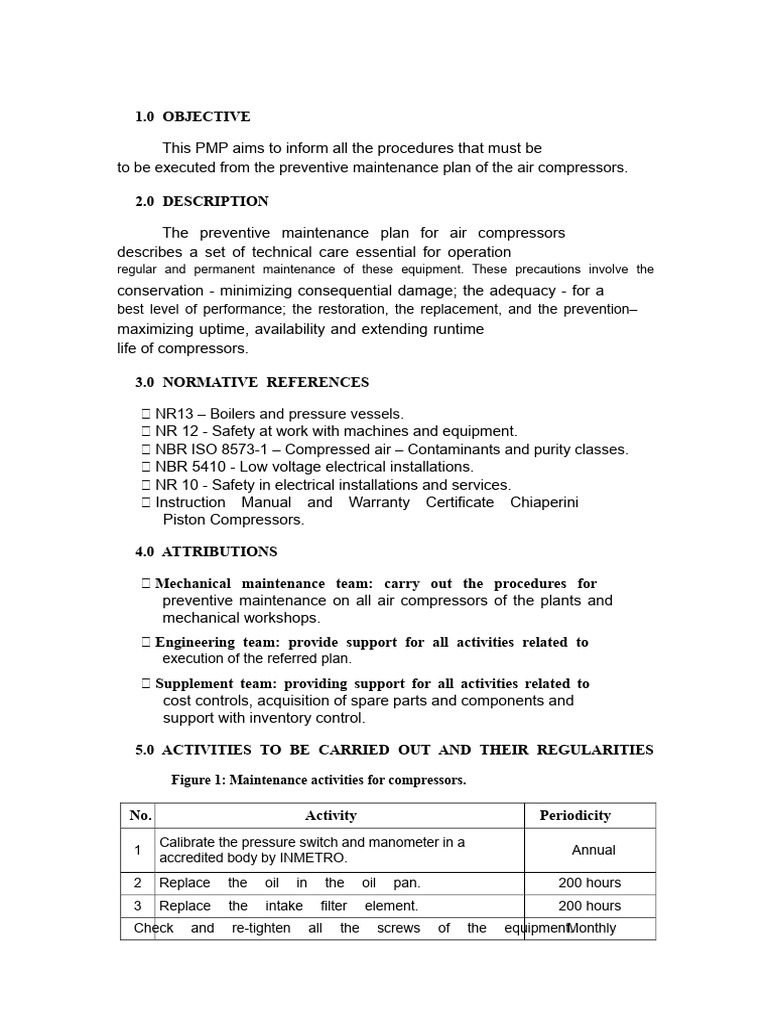 Preventive Maintenance for Air Compressors | PDF | Mechanical ...