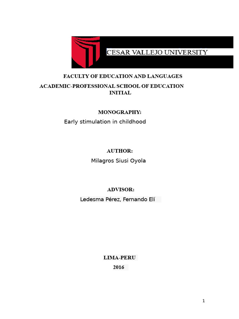 Monograph On Early Stimulation in Childhood | PDF | Attachment Theory ...