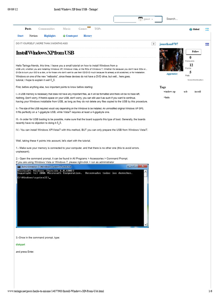 Install Windows XP via USB Guide | PDF | Usb Flash Drive | Windows Vista