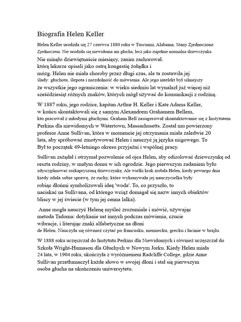 Biografia Helen Keller | PDF