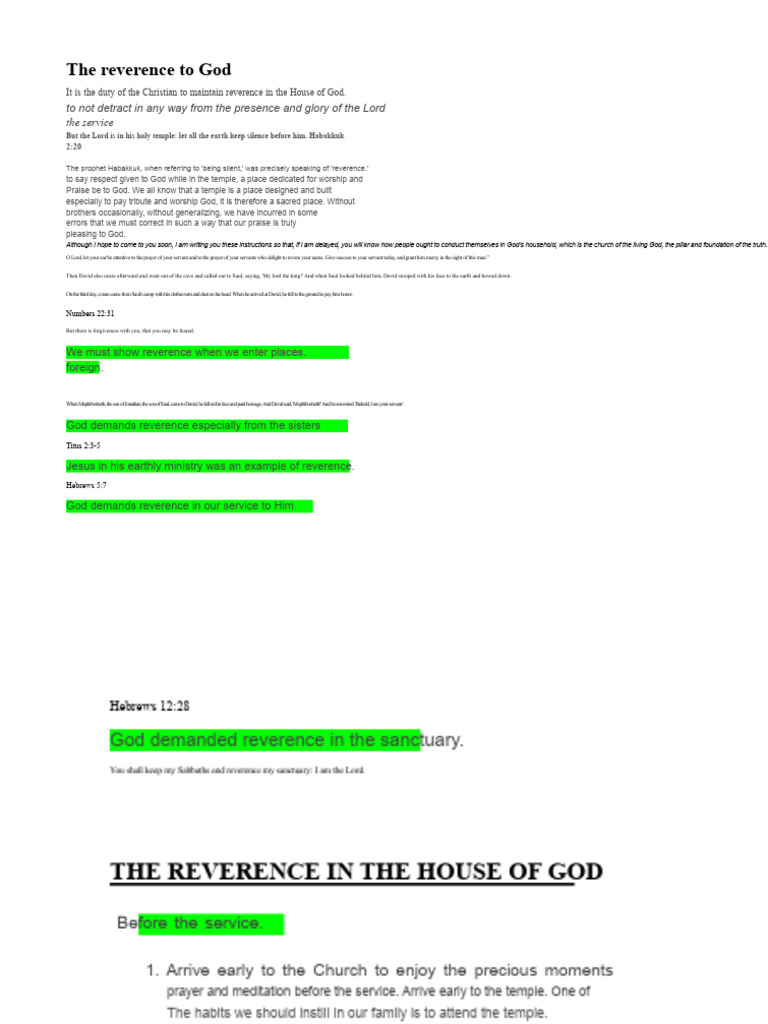The Reverence To God | PDF | Saul | Worship
