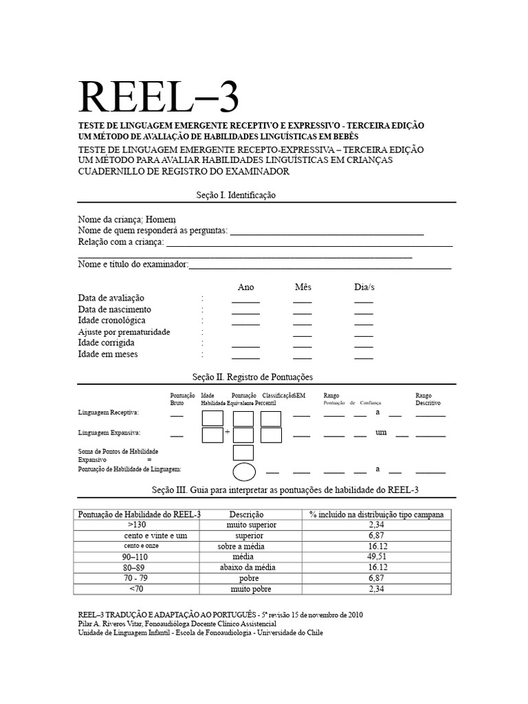 Avaliação de Linguagem em Bebês REEL-3 | PDF