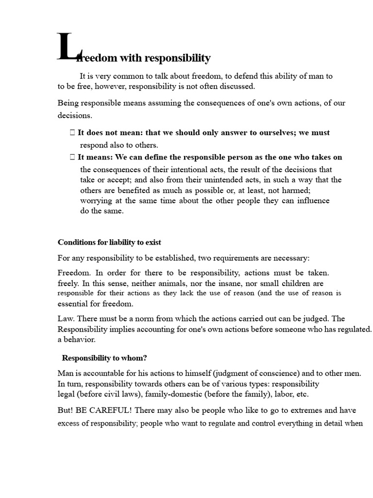Freedom and Responsibility Explained | PDF | Reason | Decision Making