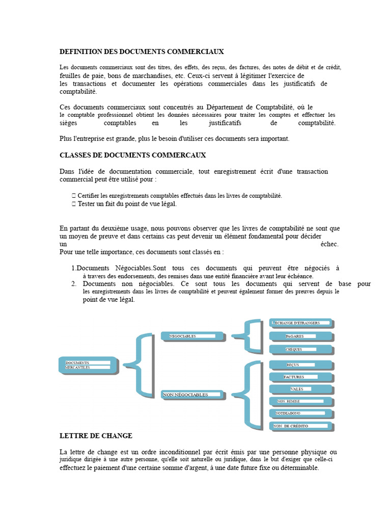 Définition Des Documents Commerciaux | PDF | Effet de commerce | Comptabilité