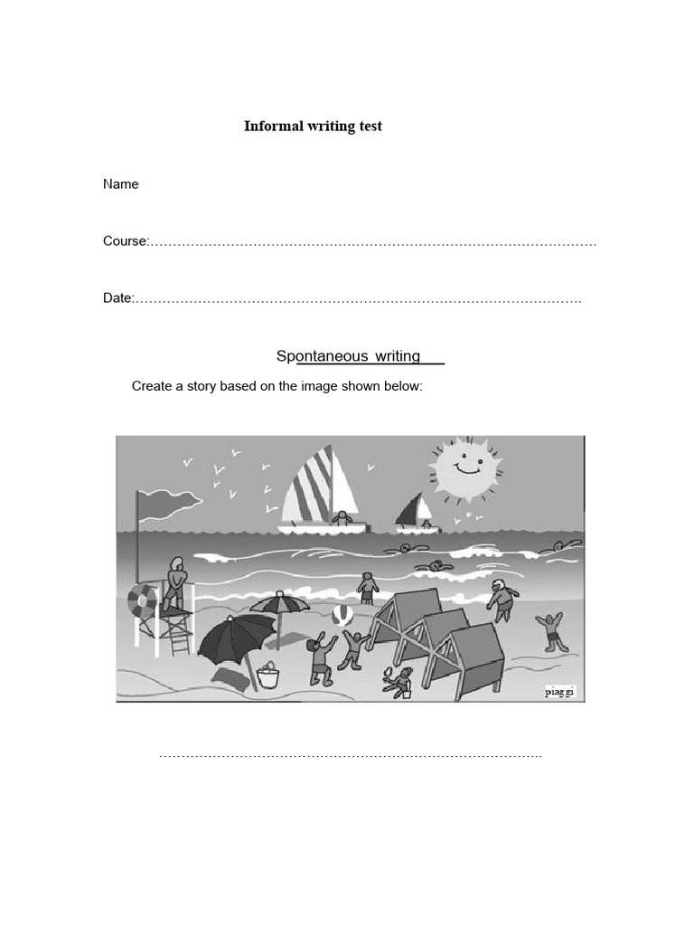 Informal Writing Test Template | PDF