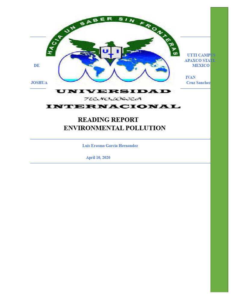 Report On Reading Environmental Pollution | PDF | Climate Change ...