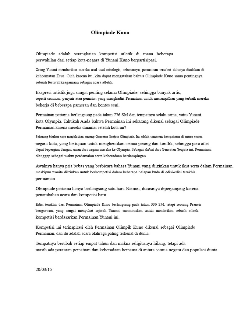 Permainan Olimpiade Kuno | PDF