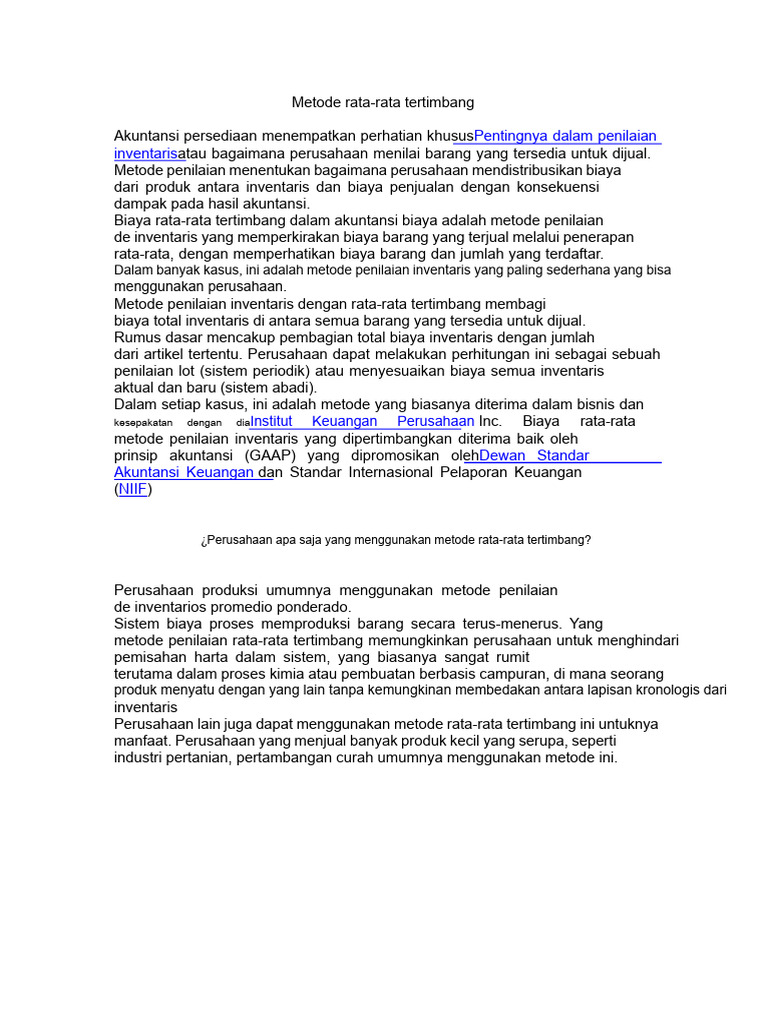 Metode Rata-Rata Tertimbang | PDF