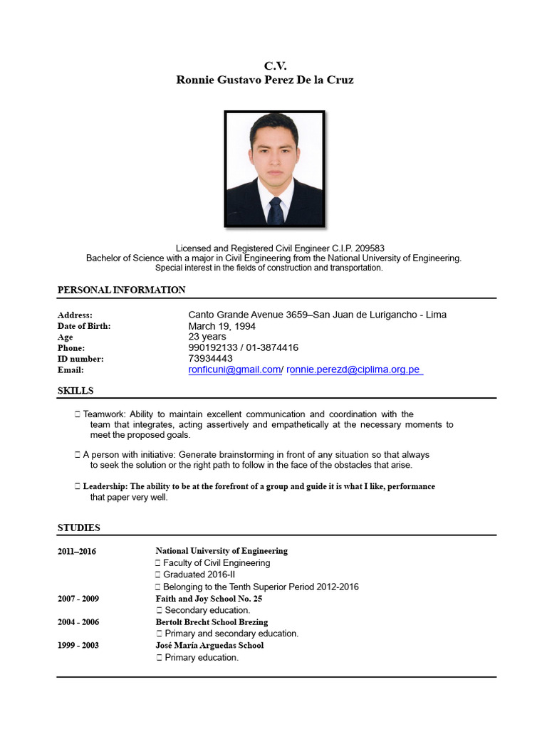 CV Ronnie Perez | PDF | Topography | Unmanned Aerial Vehicle