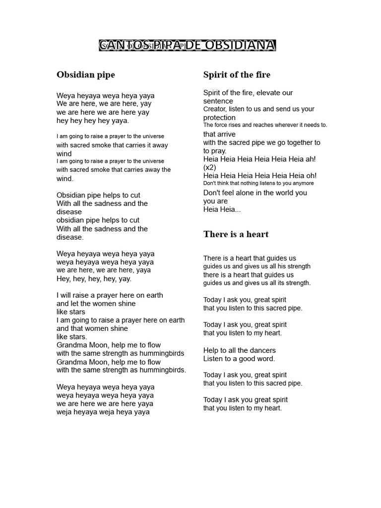 Singing Obsidian Pipe | PDF | Prayer