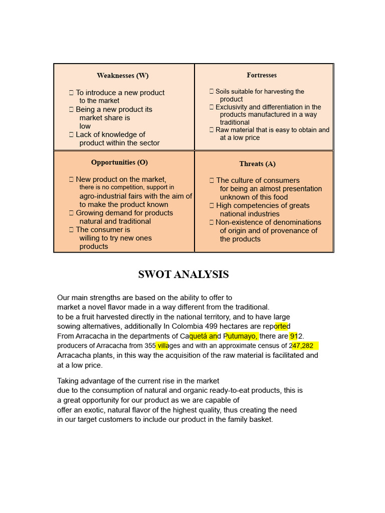 SWOT Analysis of Arracacha Market | PDF | Brand | Consumption (Economics)