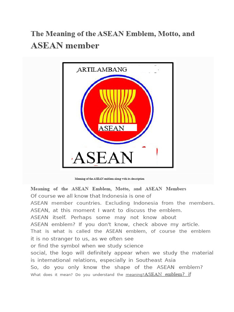ASEAN Emblem and Motto Explained | PDF | Southeast Asia