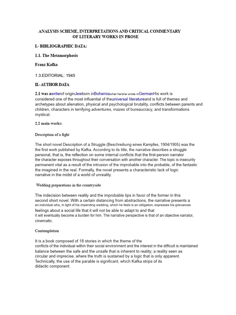 Monographic Work On The Work METAMORPHOSIS | PDF | The Metamorphosis
