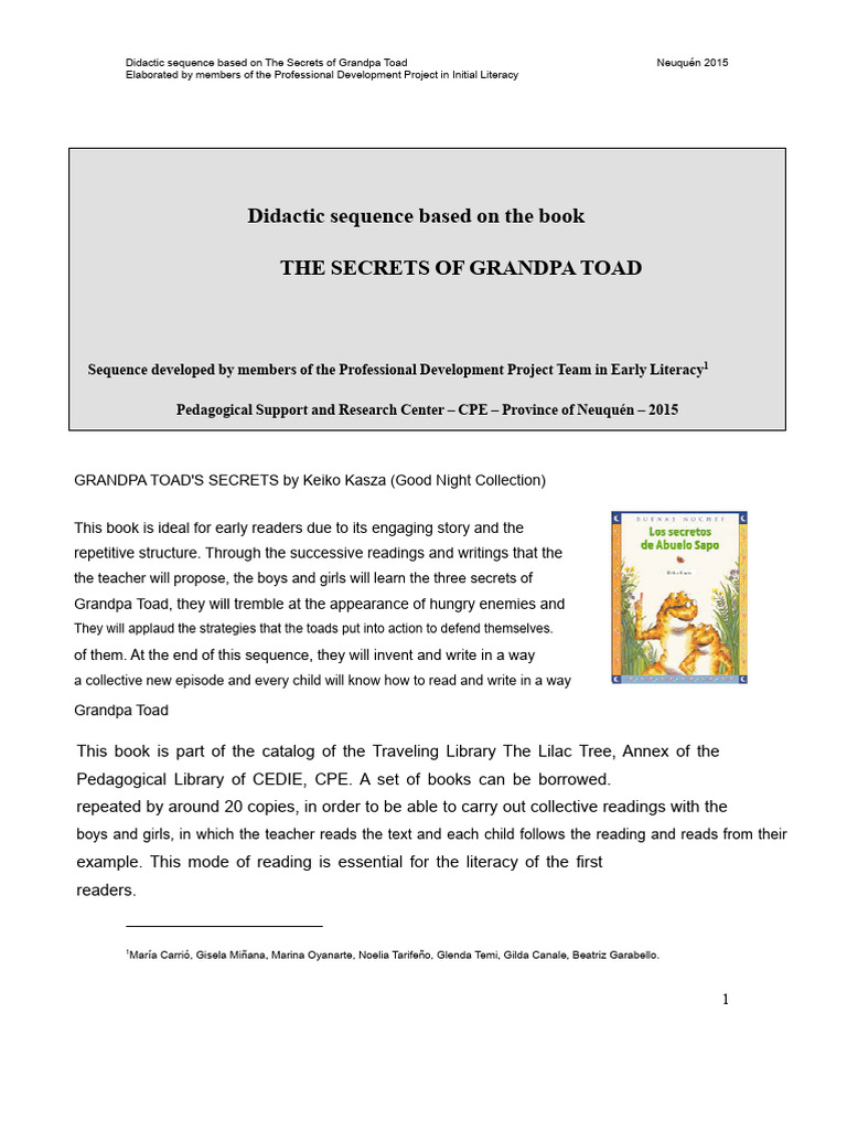 Sequence The Secrets of Grandpa Toad | PDF | Frog | Amphibian