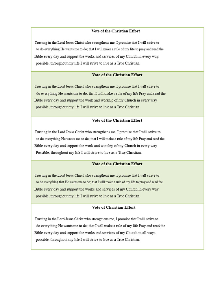 Vote of The Christian Effort | PDF