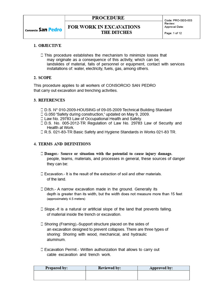 Excavation Safety Procedures Guide | PDF | Safety | Trench