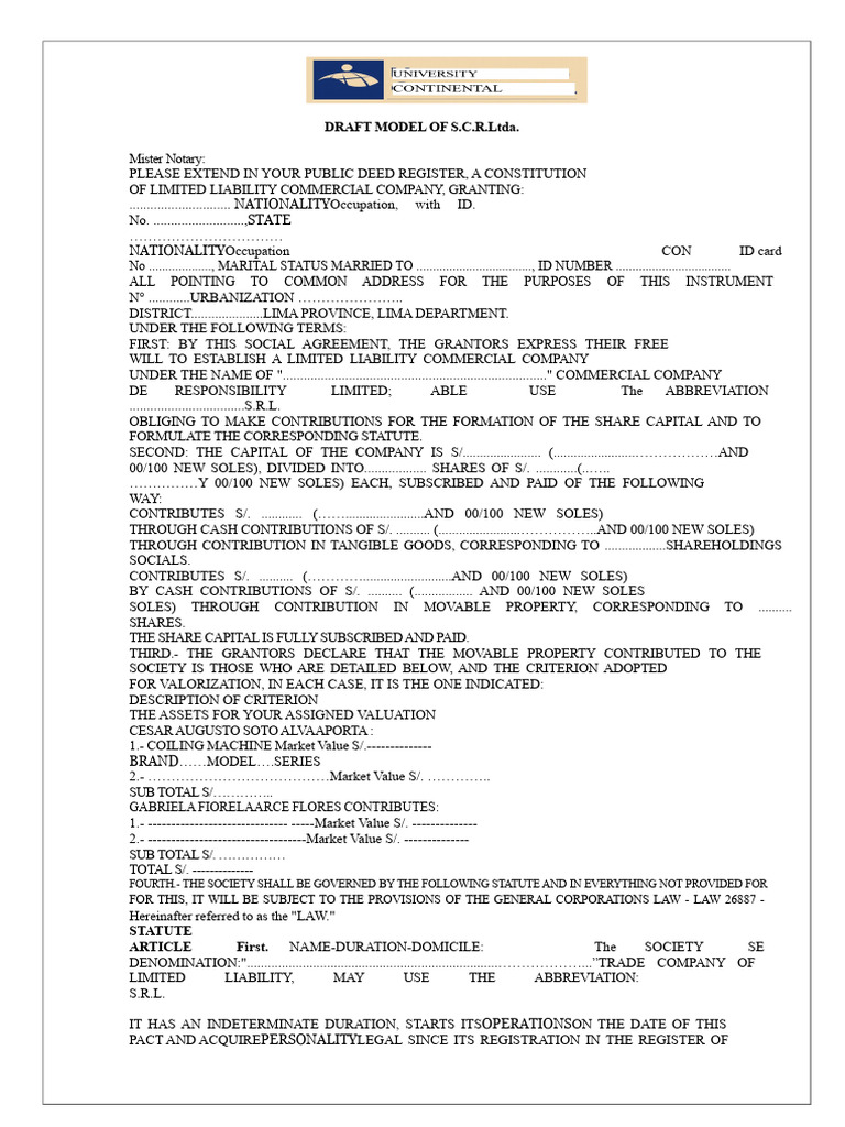 Minutes Model of S | PDF | Deed | Limited Liability Company