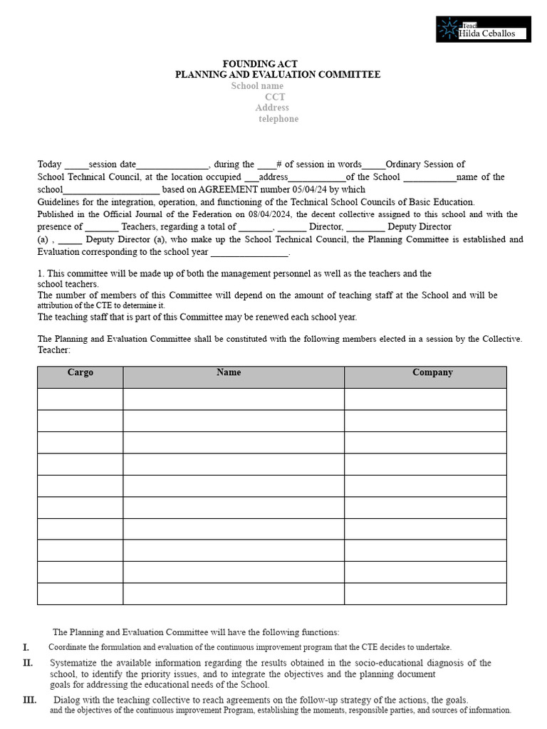 Constitutive Act of The Planning and Evaluation Committee | PDF ...