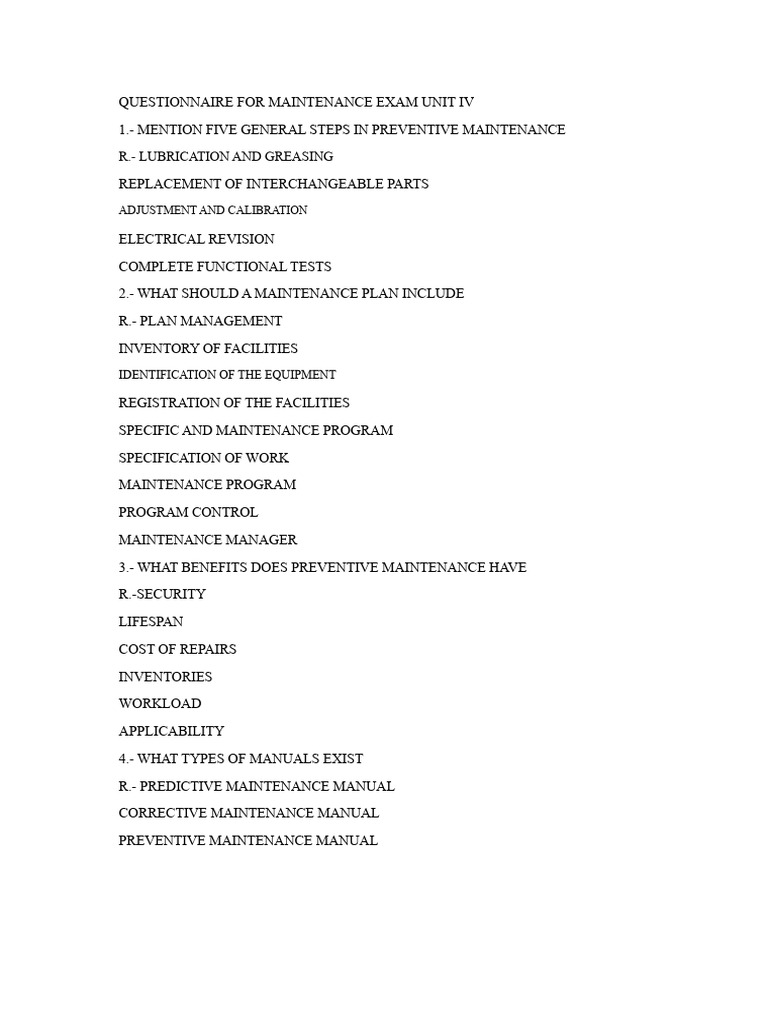 Questionnaire For Maintenance Exam Unit IV | PDF | Nondestructive ...