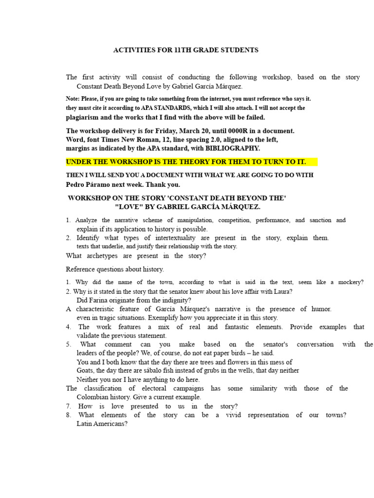 Activities For 11TH Grade Students | PDF | Intertextuality | Narrative
