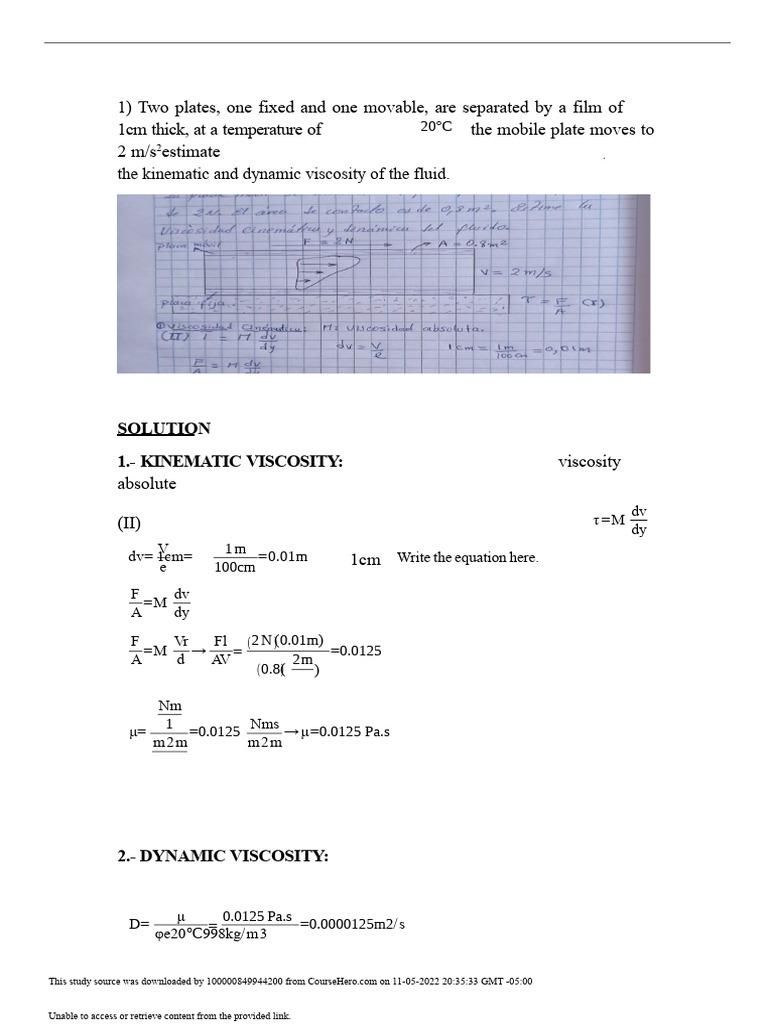 Viscosity Calculations in Fluid Mechanics | PDF | Viscosity | Mechanics