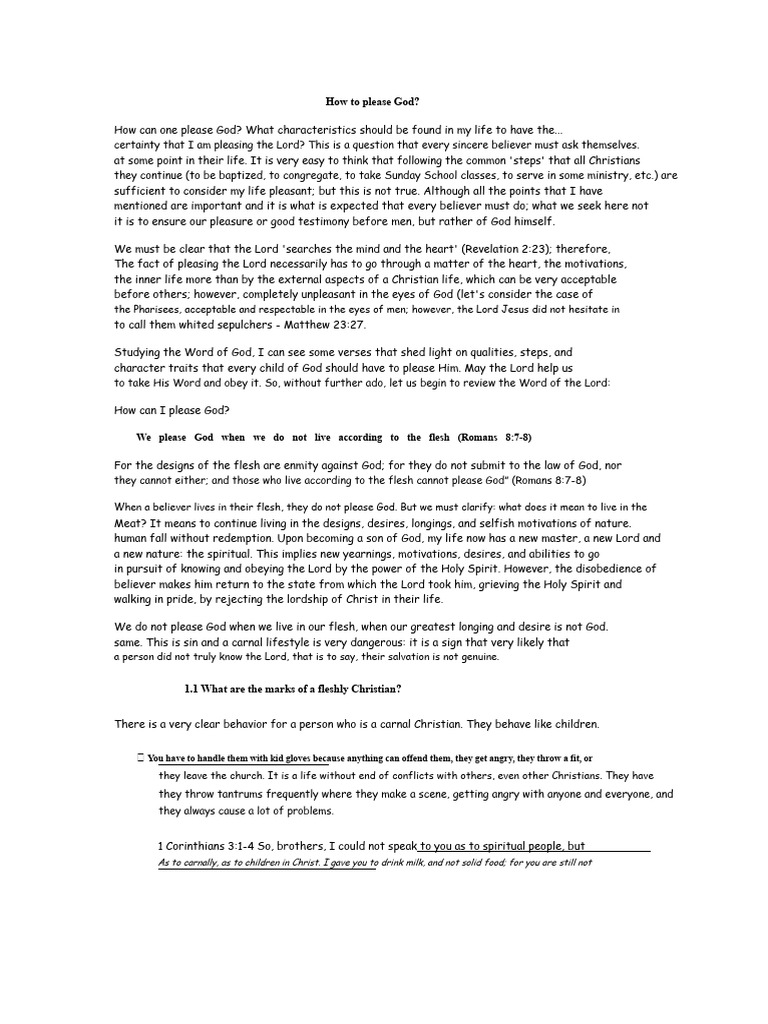 How to Truly Please God | PDF | Holiness Movement | Grace In Christianity