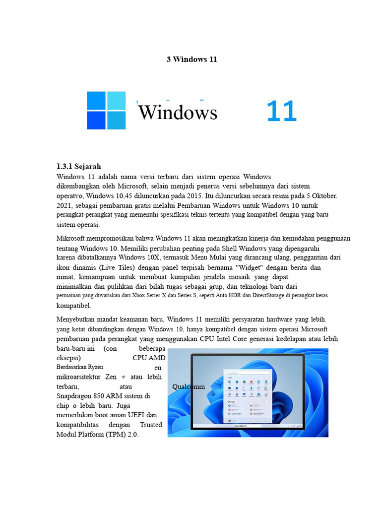 Sejarah dan Pengembangan Windows 11 | PDF