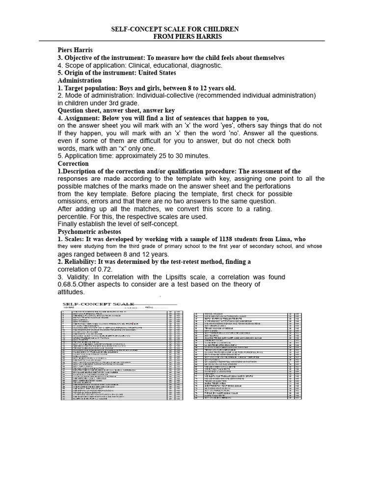 Child Self-Concept Test | PDF
