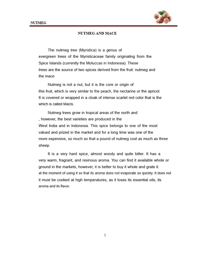 Nutmeg: History, Uses, and Botany | PDF | Nutmeg