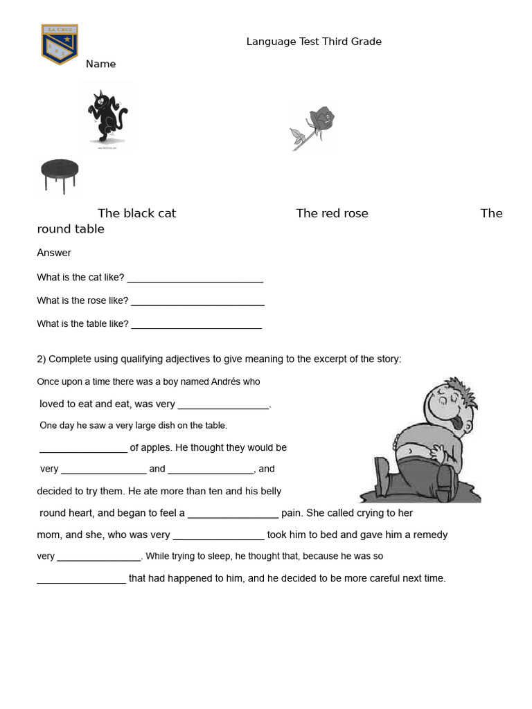 Language Test for Third Grade Students | PDF | Mouse