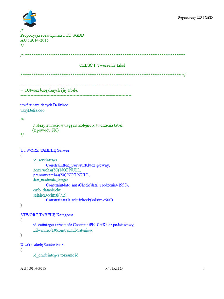 Korekta TD SGBD | PDF