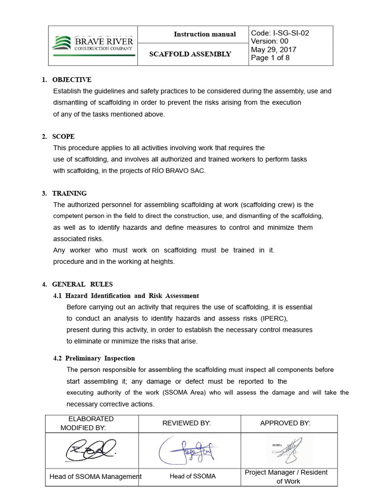Scaffolding Assembly Safety Manual | PDF | Scaffolding | Risk