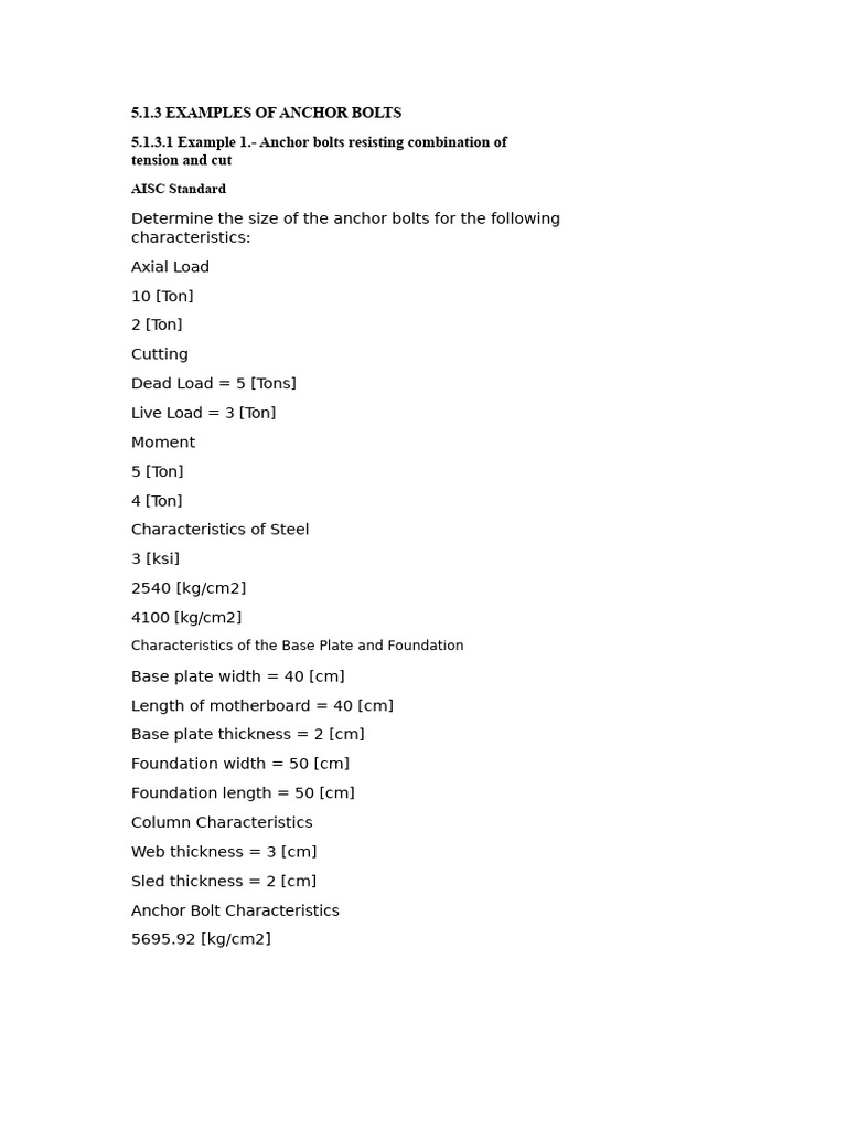 Example Anchor Bolts LRFD | PDF | Screw | Building Engineering