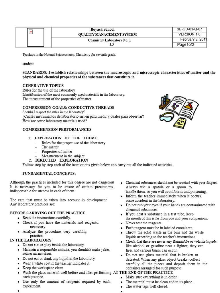 Seventh Grade Chemistry Lab Guide | PDF | Volume | Weighing Scale