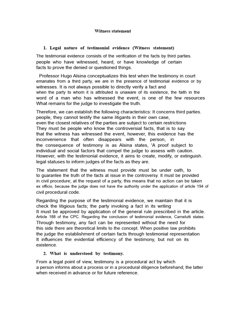 Witness Statement | PDF | Witness | Testimony