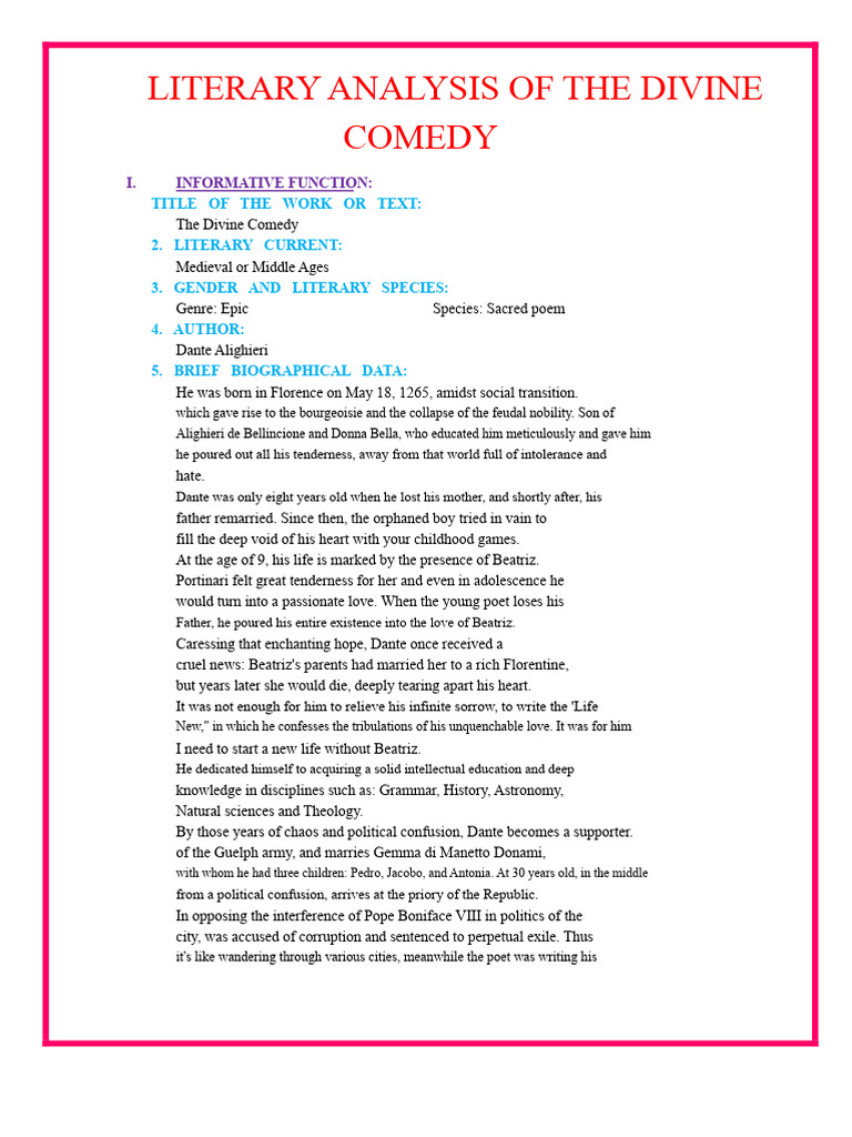 239639911-Literary Analysis of The Divine Comedy | PDF | Hell | Divine ...